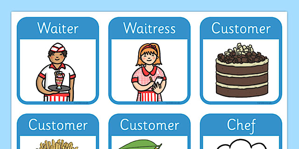 Restaurant Role Play Badges - ESL Restaurant Role Play