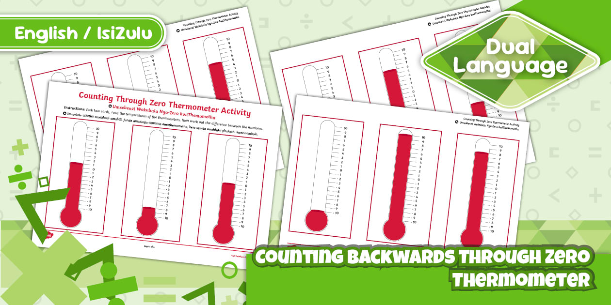 Grade 7 Maths - Term 1-Counting Backwards Through Zero Thermometer-Activity