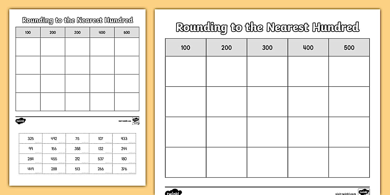 Third Grade Rounding to the Nearest Hundred Sorting - Twinkl