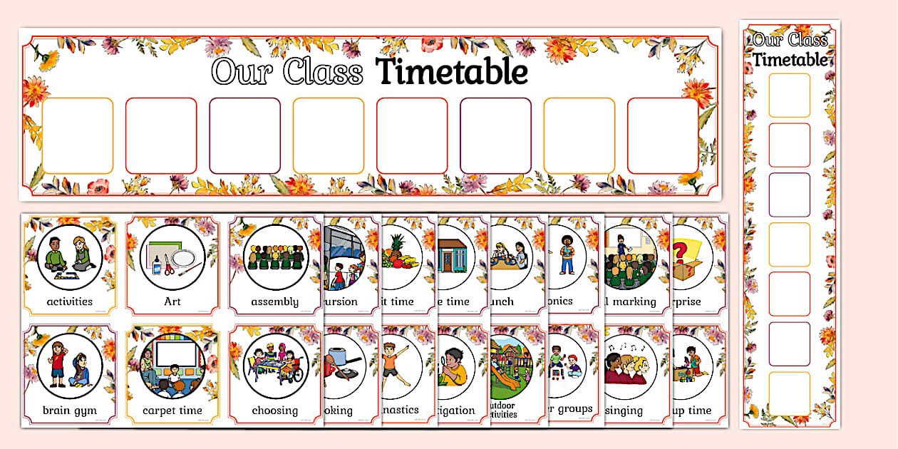 Wildflower Botanical Classroom Visual Timetable - Twinkl