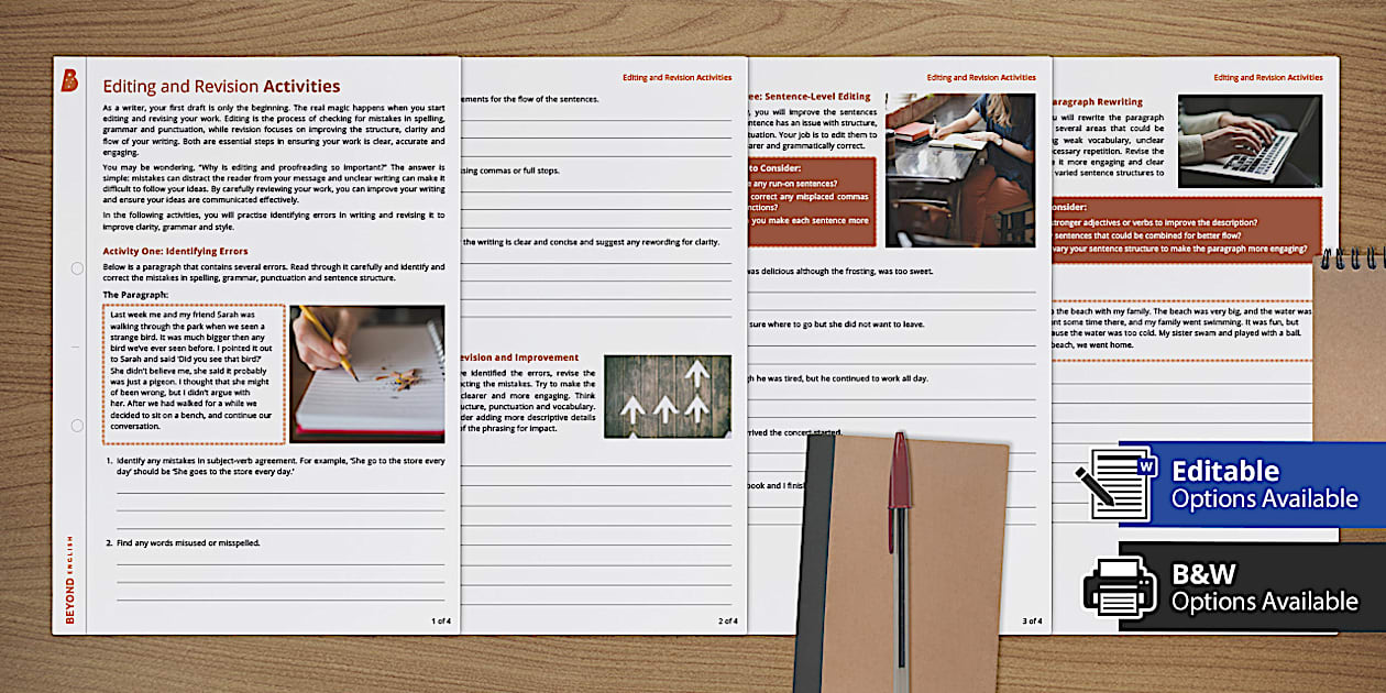 Editing and Revision Activities (teacher made) - Twinkl