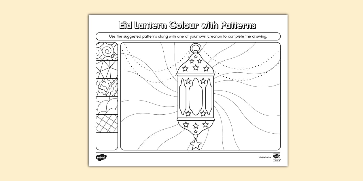 Eid Lantern Colour with Patterns Activity (teacher made)