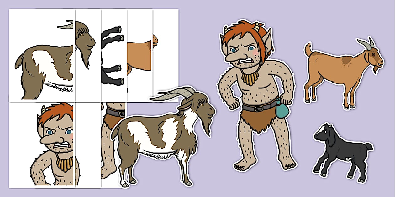 The Three Billy Goats Gruff Display Cut-Outs | Twinkl
