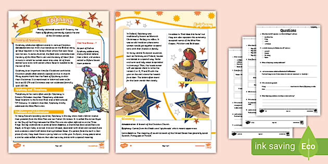 UKS2 Epiphany Differentiated Reading Comprehension Activity