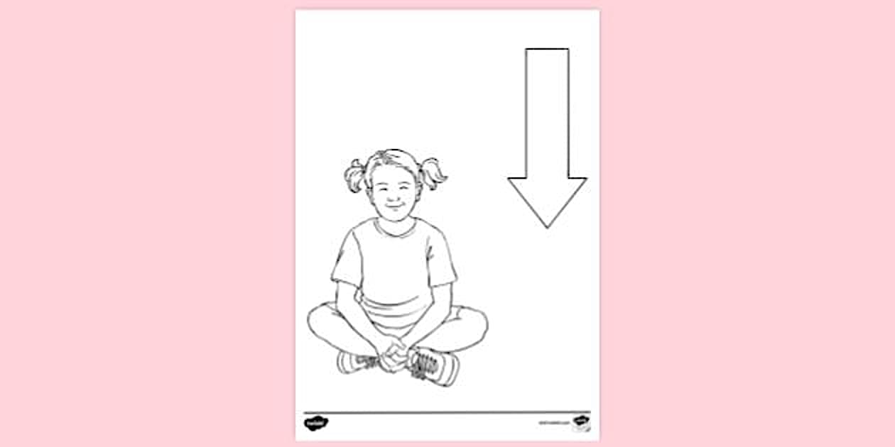 Sit Down Girl PE Kit Colouring Sheet | Colouring Sheets