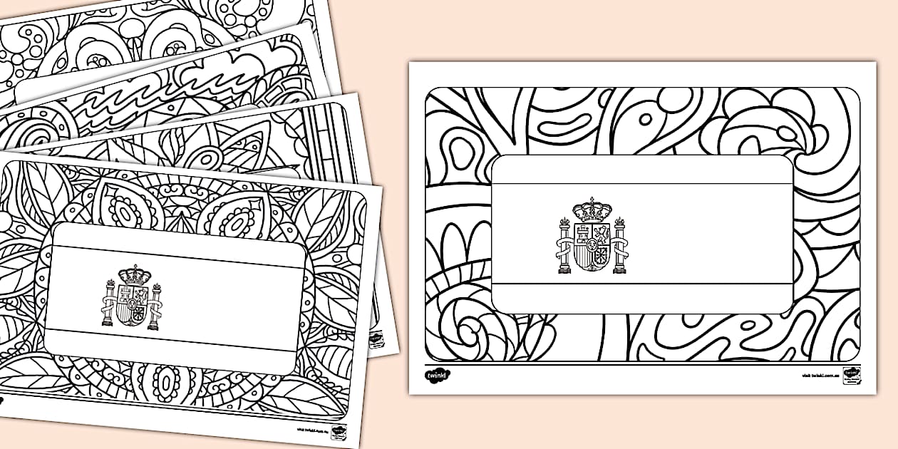 Spain Flag Mindfulness Colouring Sheets (Teacher-Made)