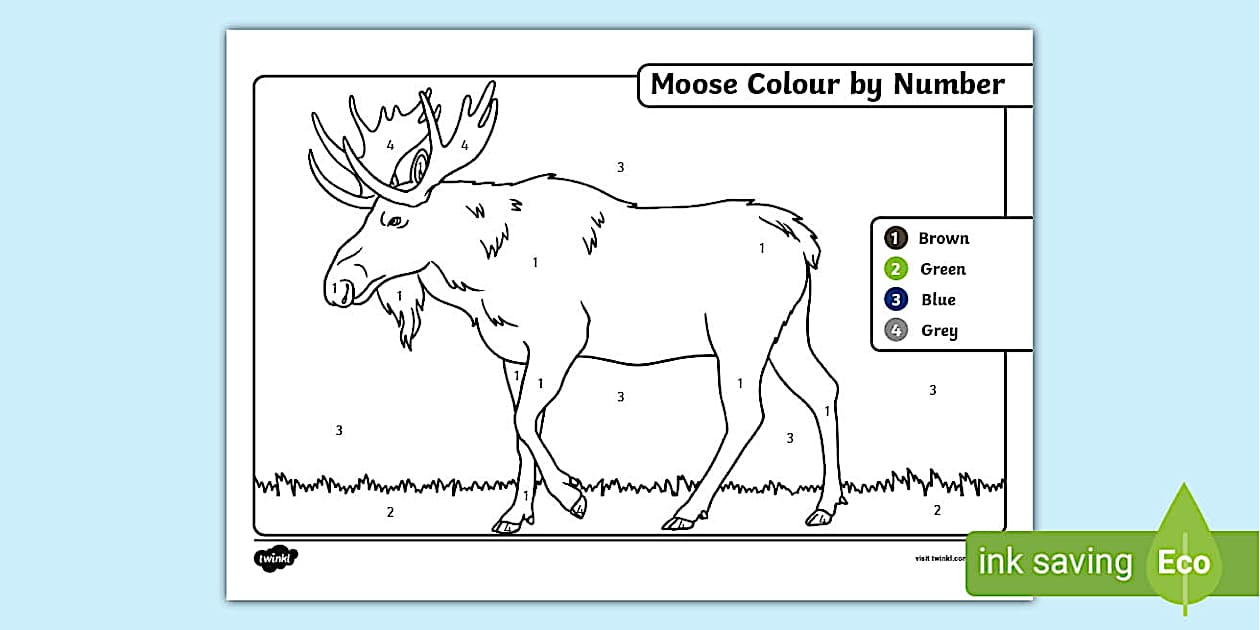 A Fun Moose Colour-by-Number Activity | Twinkl | KS1