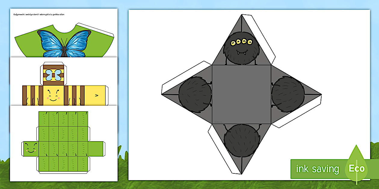 Rhwydi Siâpiau 3D Trychfilod Taflen Weithgaredd - Twinkl