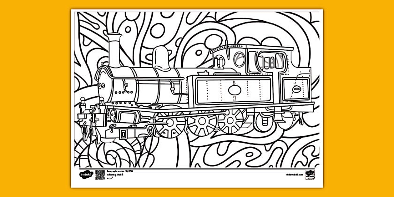 Mindfulness Train Colouring Page (teacher made) - Twinkl