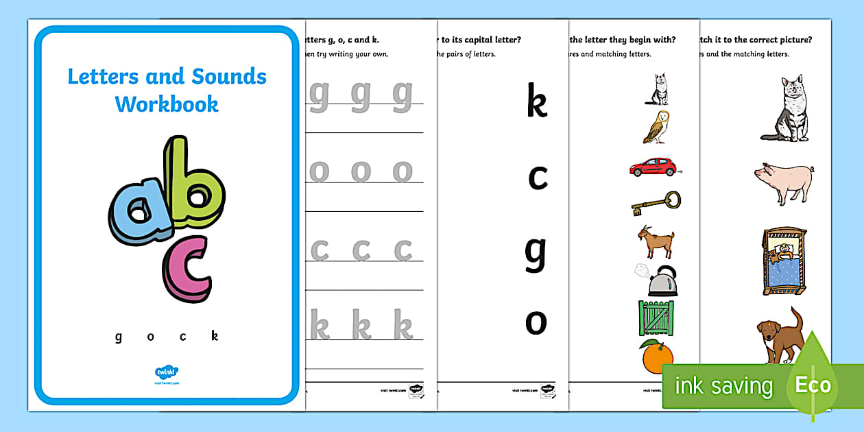 Editable Letters and Sounds Workbook (g, o ,c, k) - Twinkl