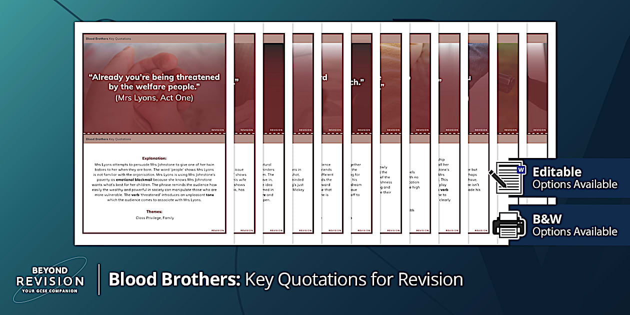 Blood Brothers: Key Quotations for Revision (teacher made)
