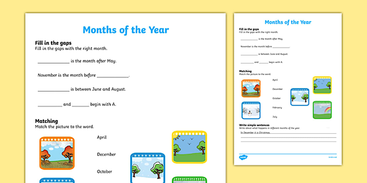 Cursive Months of the Year Worksheet (teacher made) - Twinkl