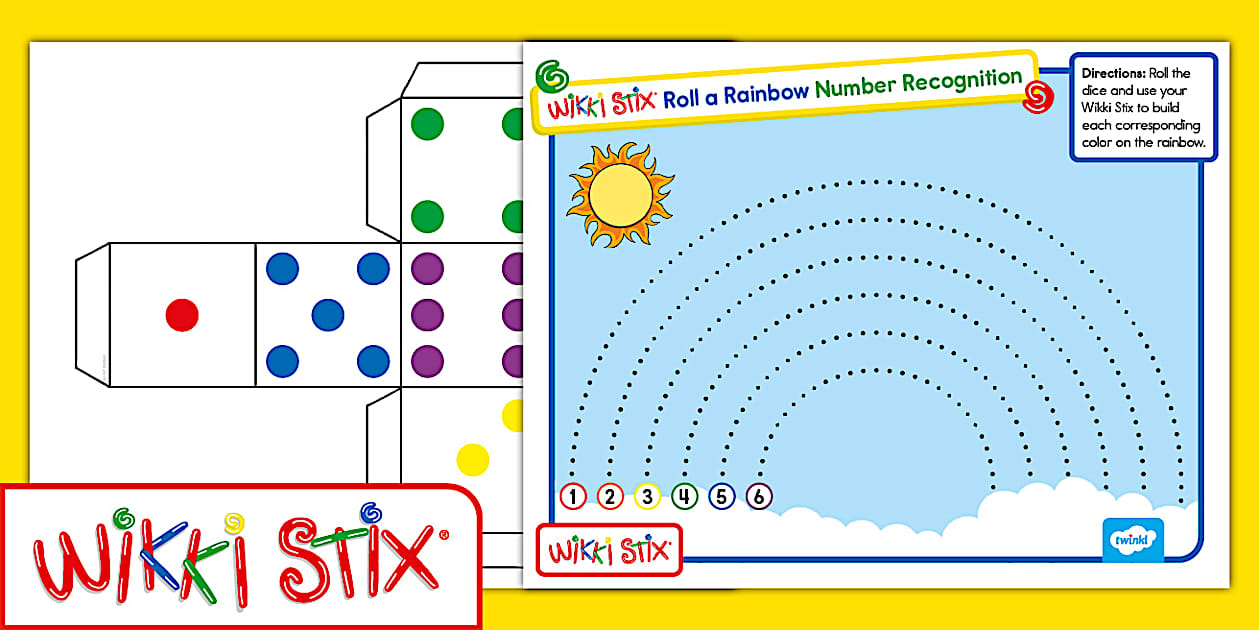 FREE! - Wikki Stix Roll a Rainbow Number Recognition Activity Mat