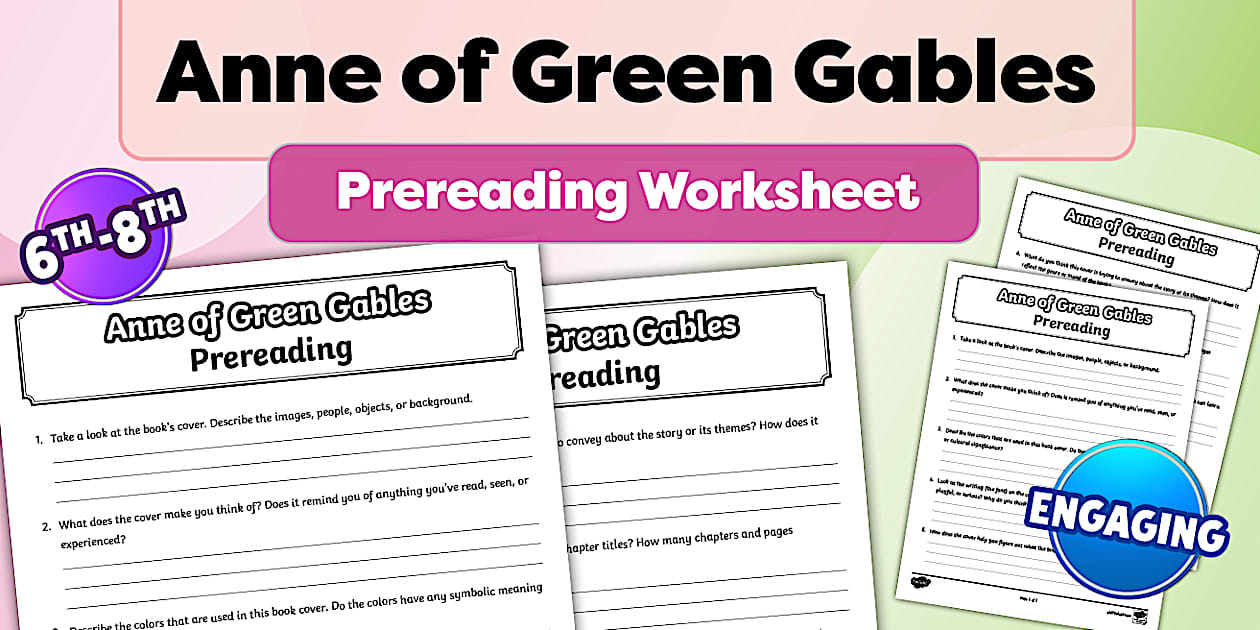Anne of Green Gables Book 1 Prereading Worksheet - Twinkl
