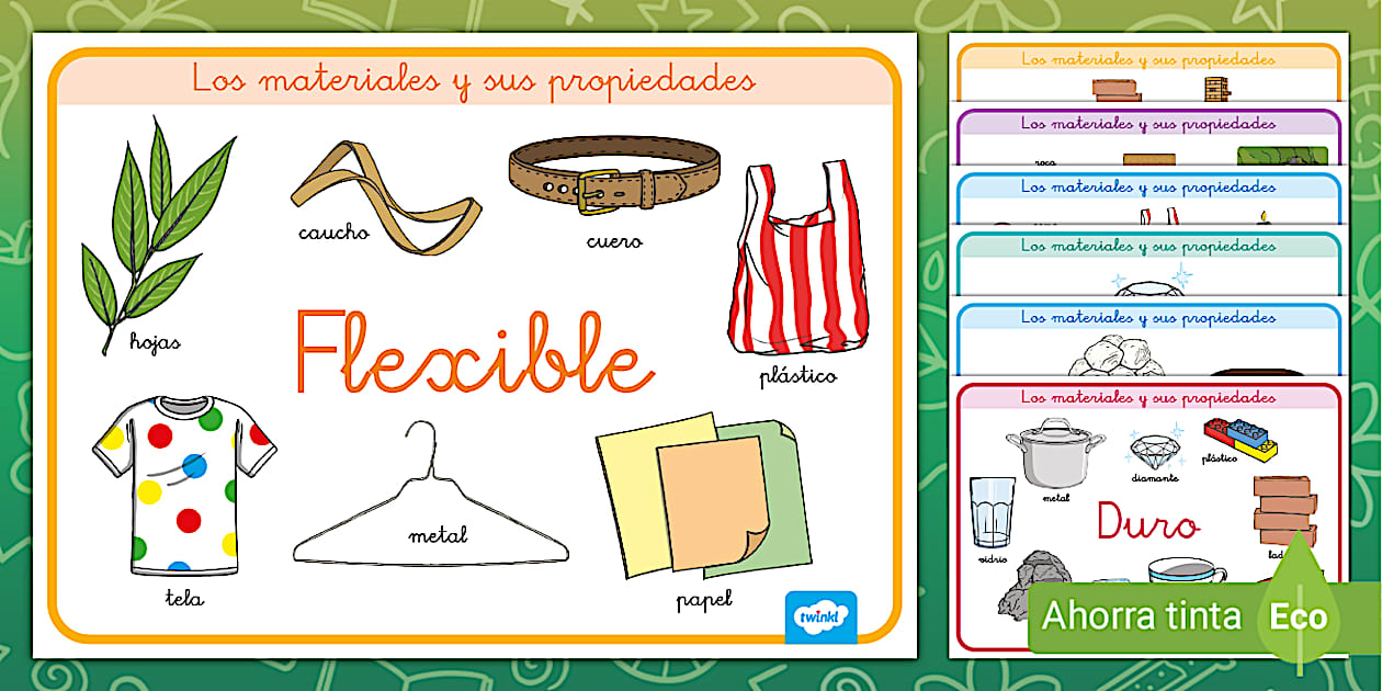 Tapices de vocabulario: Los materiales y sus propiedades