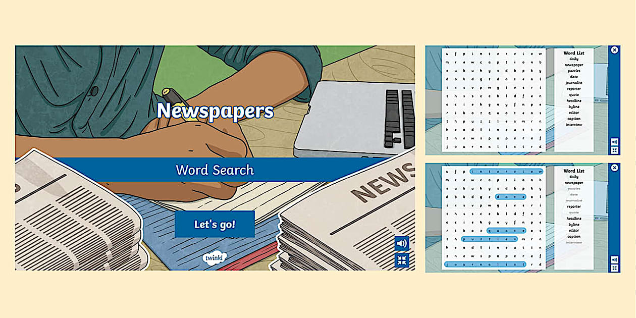 Newspaper Interactive Word Search - Twinkl Go (teacher made)