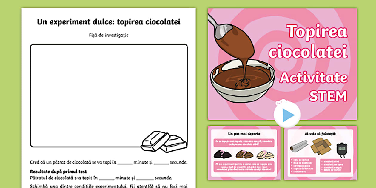 Topirea ciocolatei: Activitate STEM - Pachet cu resurse