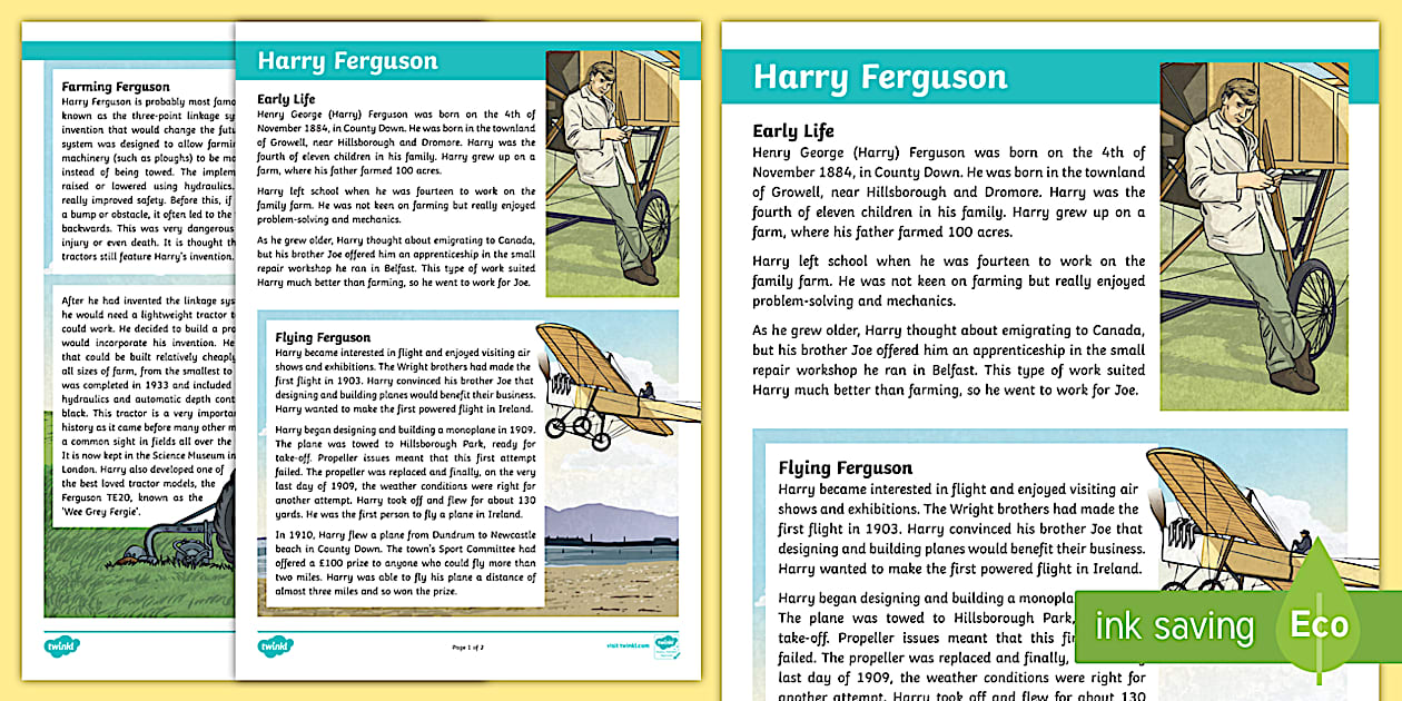 Harry Ferguson Fact File - Twinkl