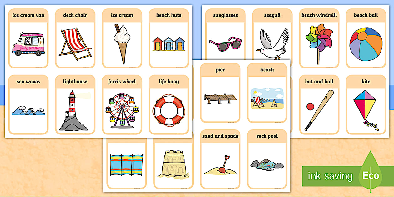 Seaside Vocabulary Flashcards - Primary Resources - KS1