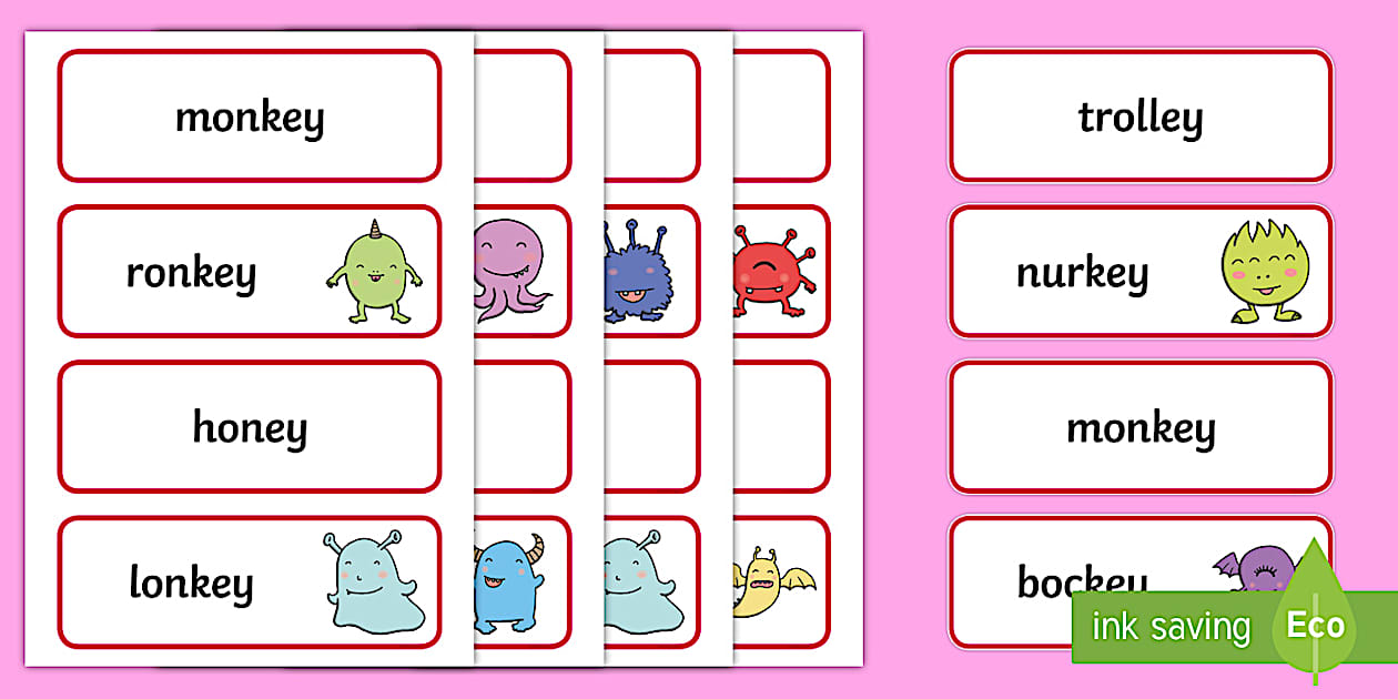 Editable Phase 5 ey Words Phonics Flashcards Real and Nonsense ey Words