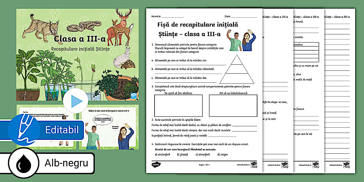 Clasa a 3a Recapitulare inițială Științe – Pachet cu resurse
