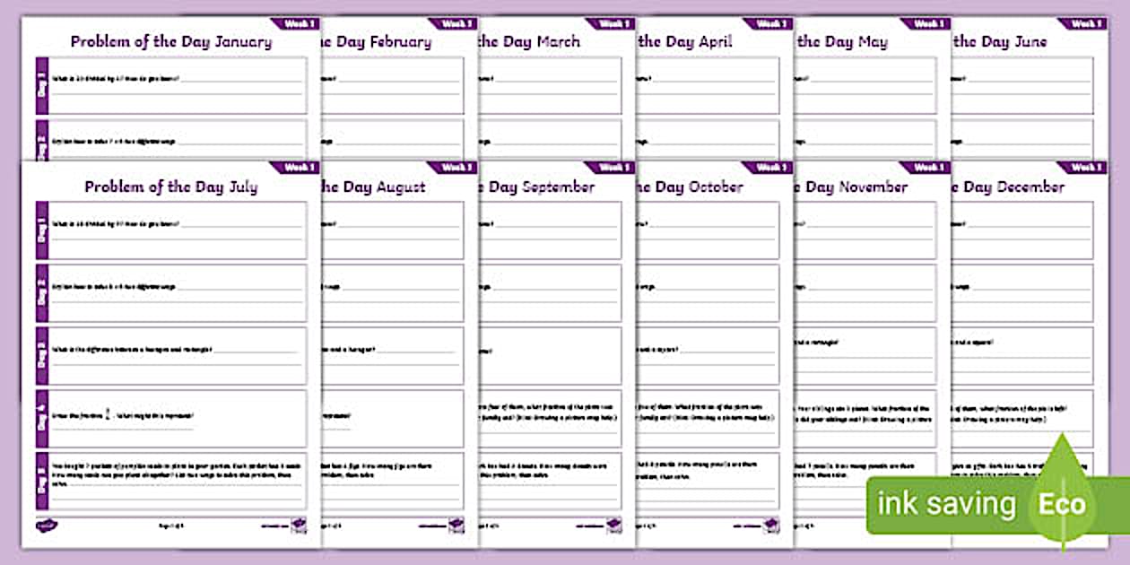 Math Word Problem of the Day for 3rd Grade | 12-Month Pack