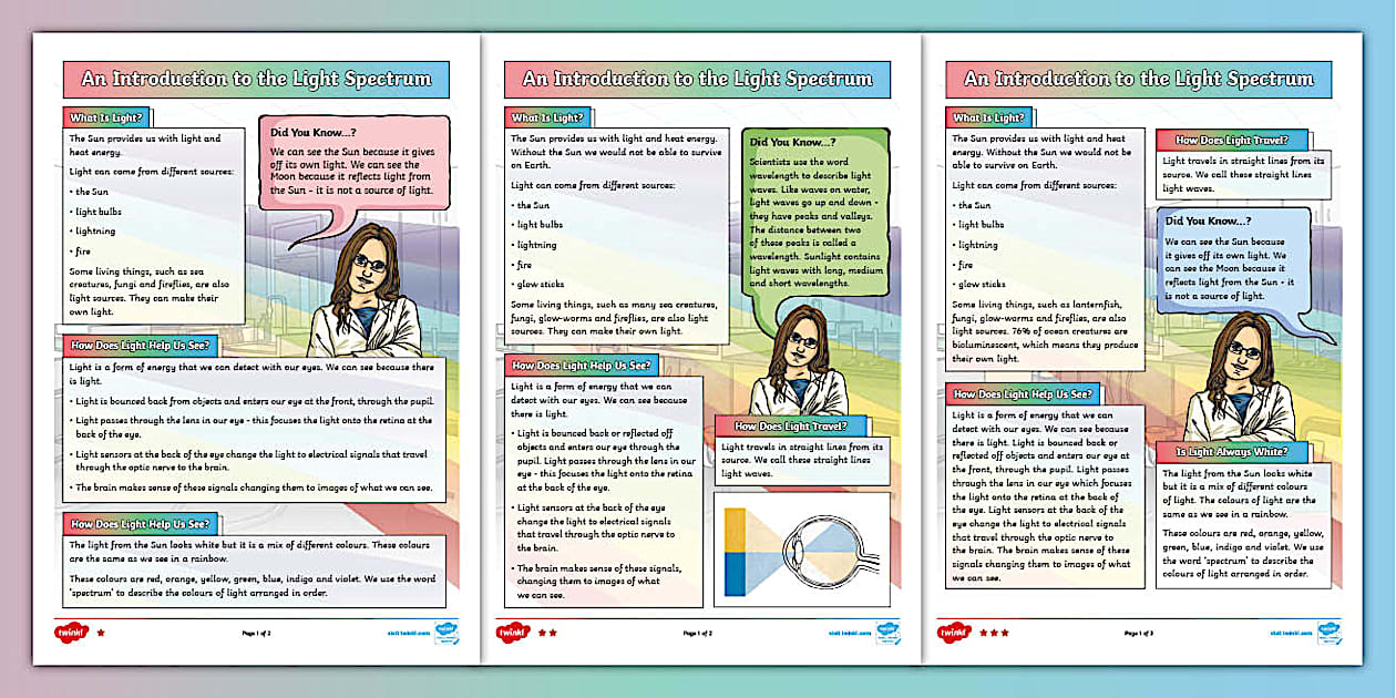 Introduction to the Light Spectrum Differentiated Fact Files