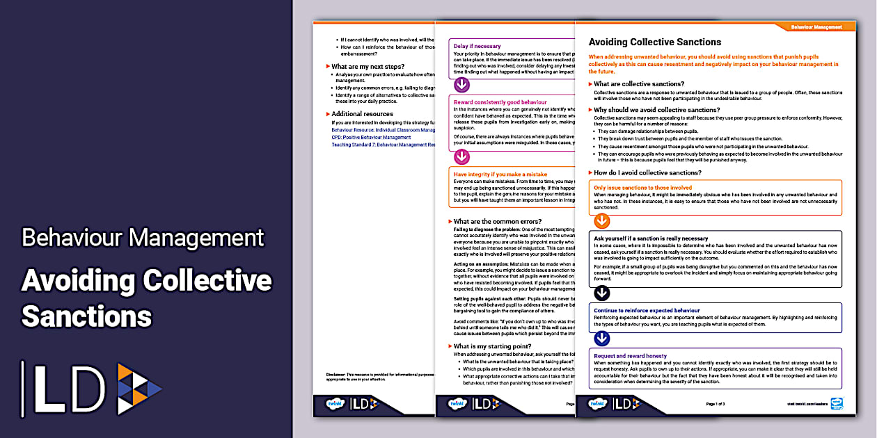 Behaviour Strategies: Avoiding Collective Sanctions - leaders