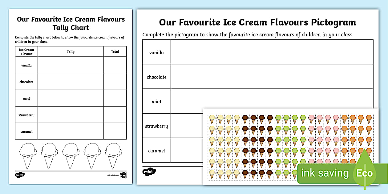 👉 KS1 Favourite Ice Cream Tally Chart and Pictogram Activity