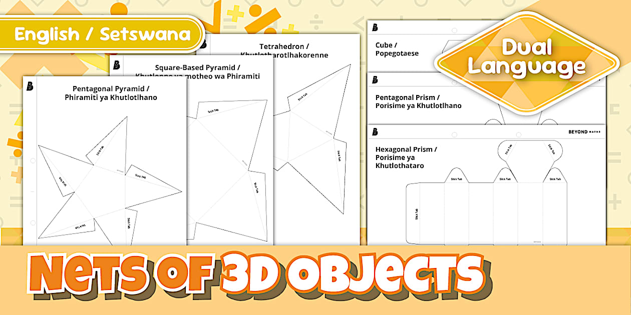 Grade 7 Maths - Term 3 - Nets of 3D Objects Pack - Setswana/English (CAPS