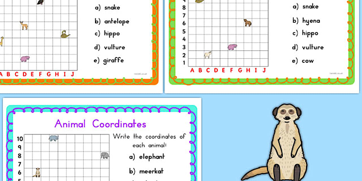 Animal Coordinates Maths Challenge Cards - coordinates