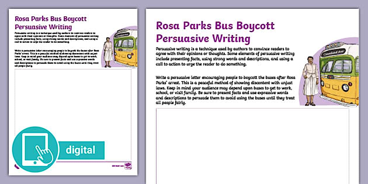 Rosa Parks Persuasive Writing Worksheet for Kids | Twinkl USA