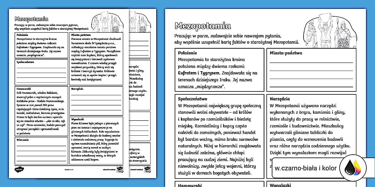 Mezopotamia | Historia | Praca w parach - Twinkl