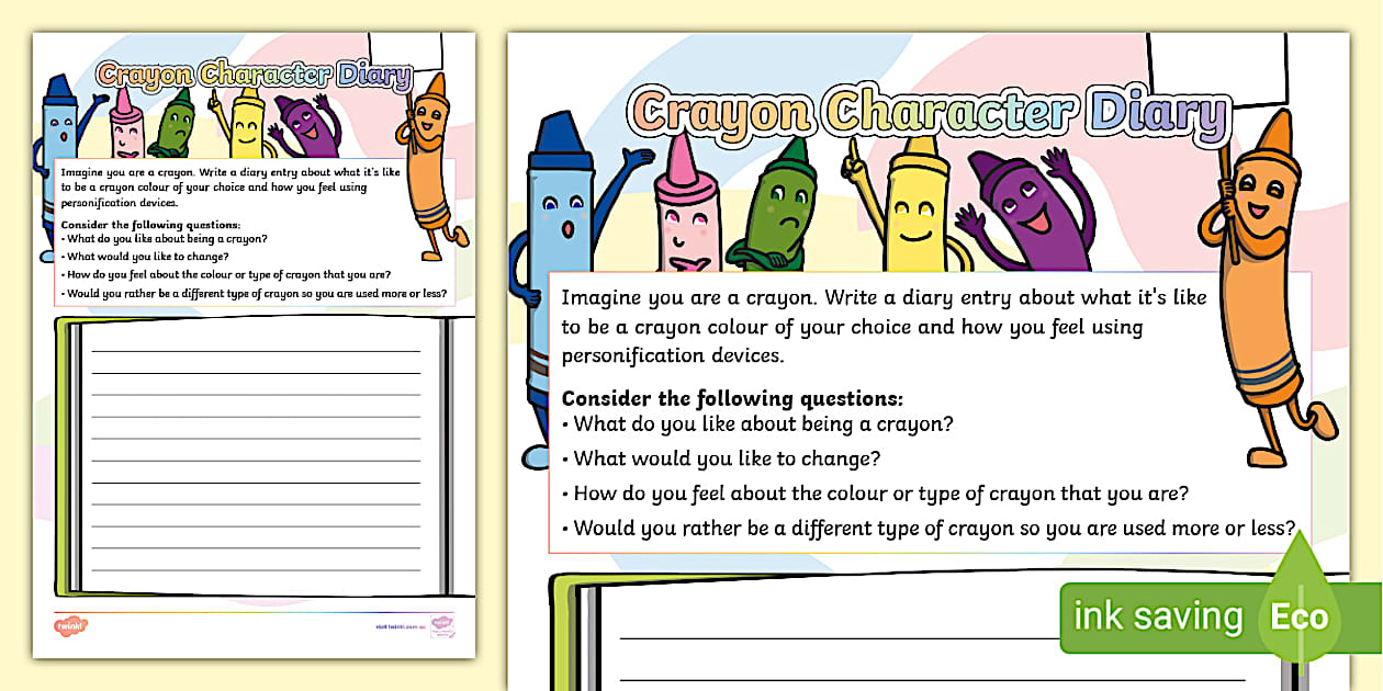 The Day the Crayons Quit Character Diary (teacher made)