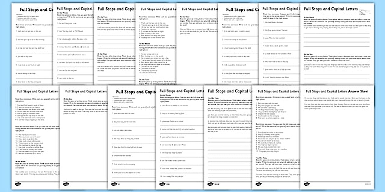 Capital Letters and Full Stops Worksheet Pack | Grammar KS1
