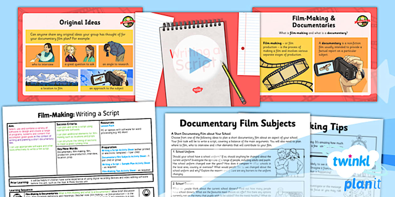 Computing: Film-Making: Writing a Script Year 6 Lesson Pack 1