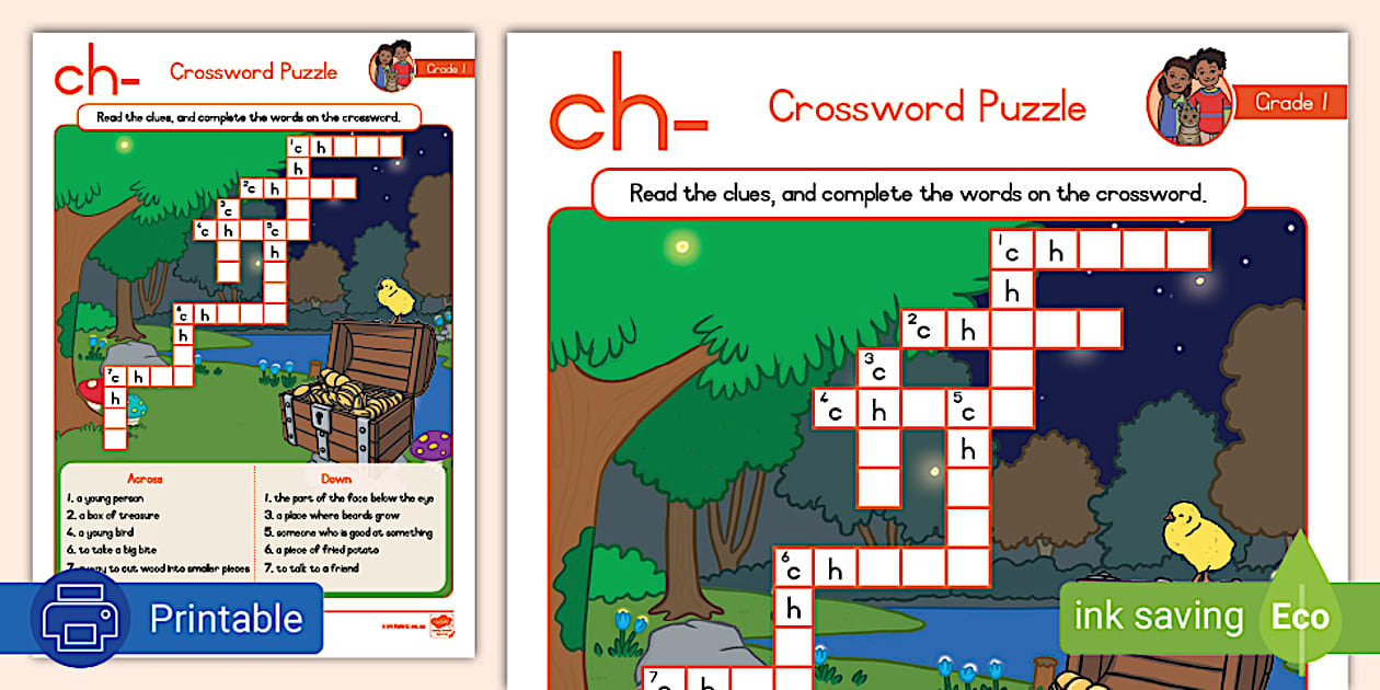 Grade 1 Phonics Crossword Puzzle ch- (teacher made) - Twinkl