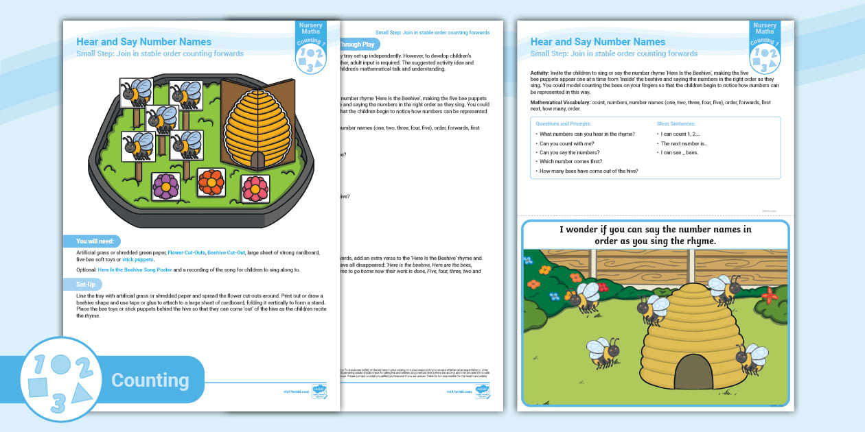EYFS Nursery Maths Hear & Say Number Names Activity Tray