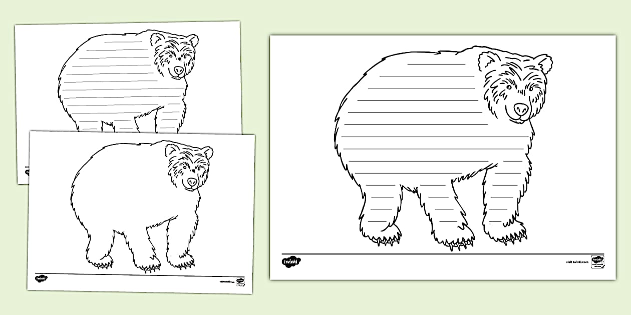Grizzly Bear Writing Template (teacher made) - Twinkl