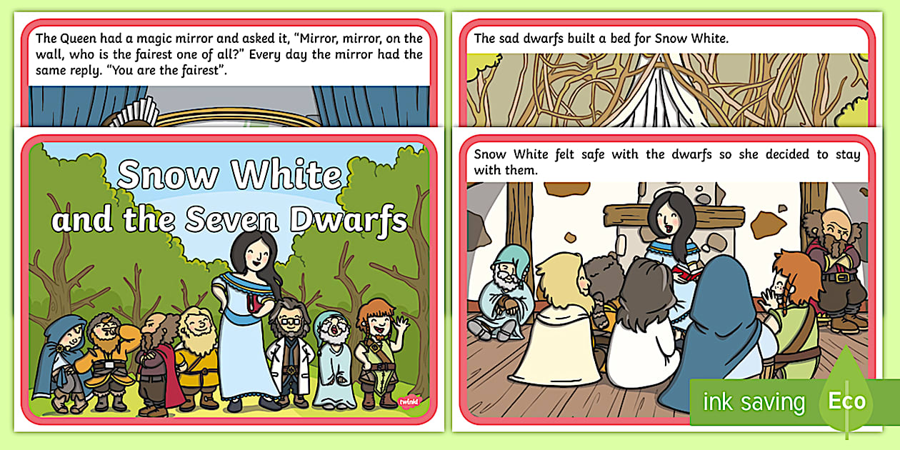 Editable Snow White and the Seven Dwarfs Story Sequencing