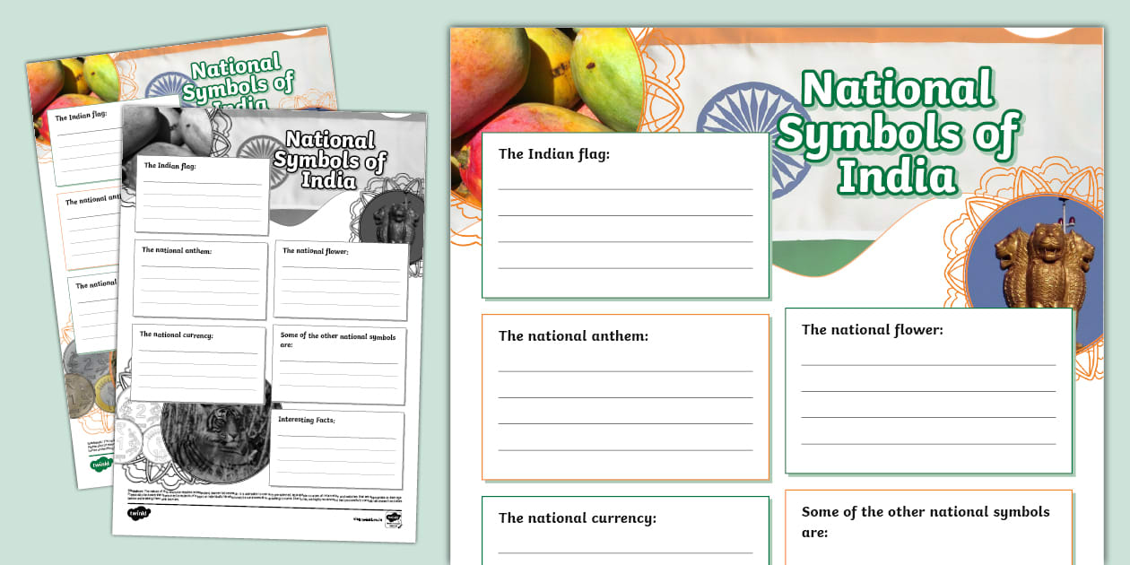 National Symbols of India Fact File Template (teacher made)