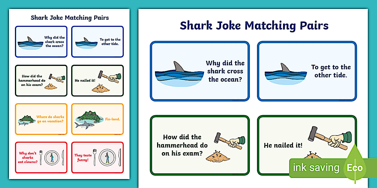 Shark Joke Matching Pairs (Teacher-Made) - Twinkl