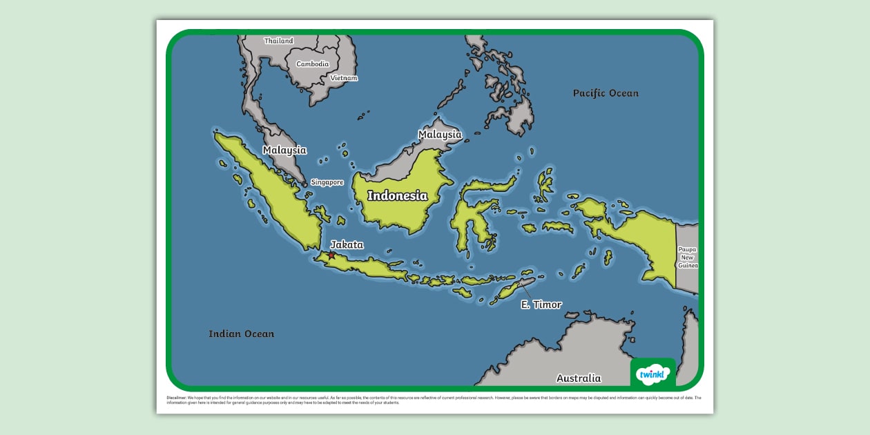 KS1 Map of Indonesia - Asia - Around the World - Twinkl