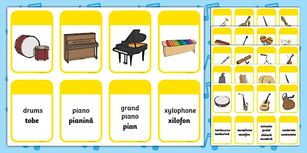 Instrumente muzicale – Vocabular română-engleză