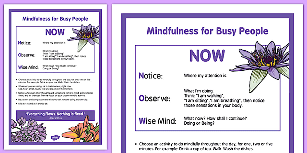 Mindfulness for Busy People - an Exercise (teacher made)