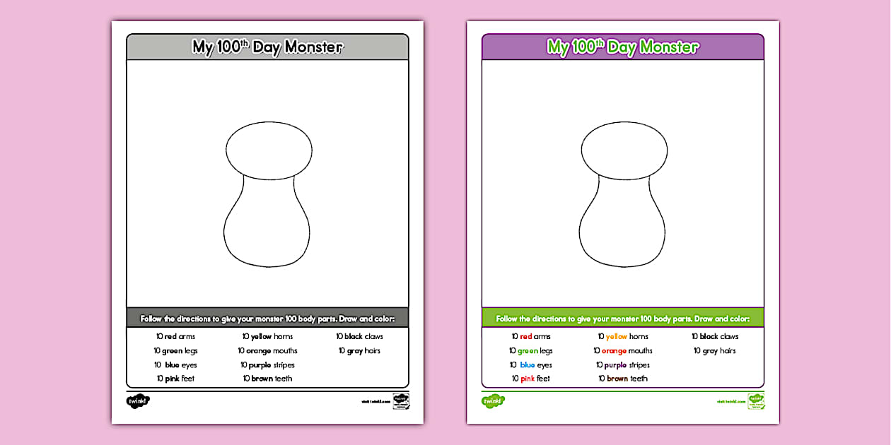100th Day of School Monster Worksheet | Free Resource