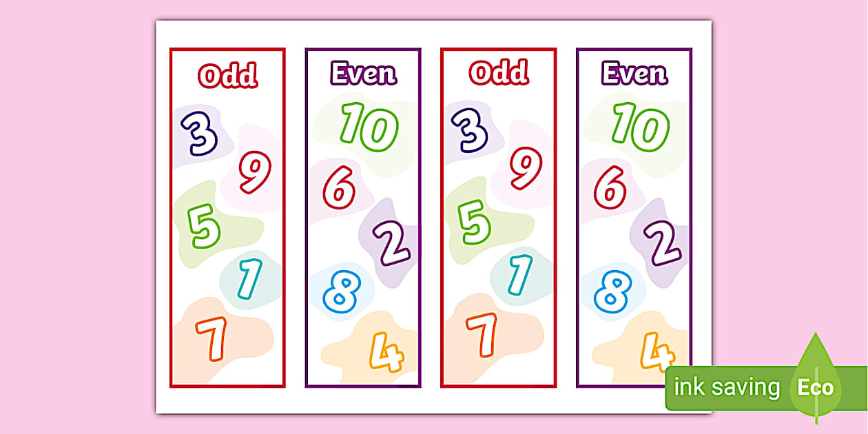 👉 Odd and Even Numbers Bookmarks (Teacher-Made) - Twinkl