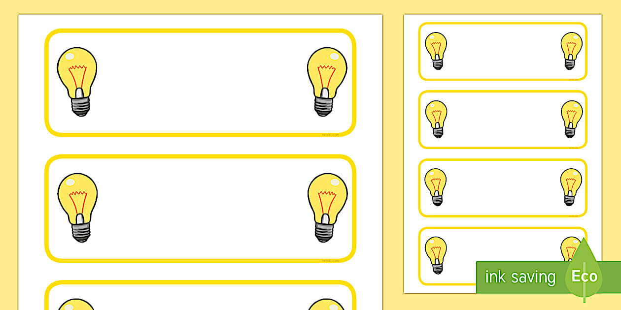 Light Bulb Themed Editable Word cards (teacher made)
