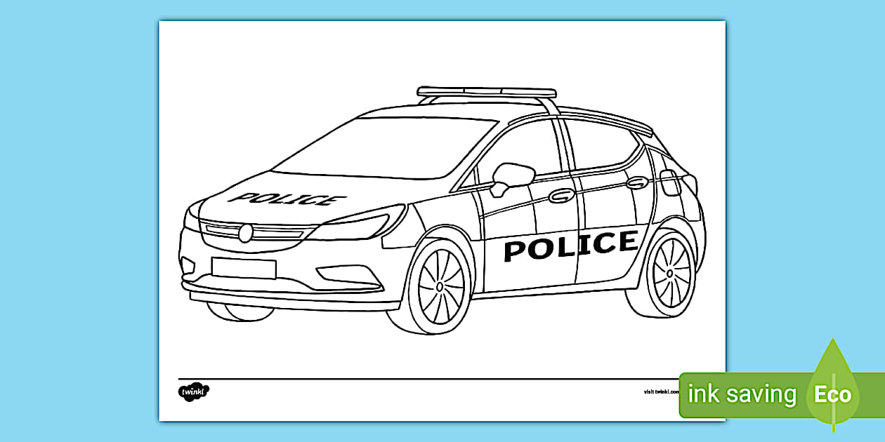 Police Car Colouring Page (teacher made) - Twinkl