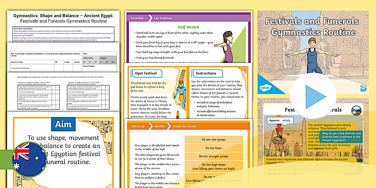 Y4 Gymnastics Ancient Egypt Lesson 5: Festivals and Funerals